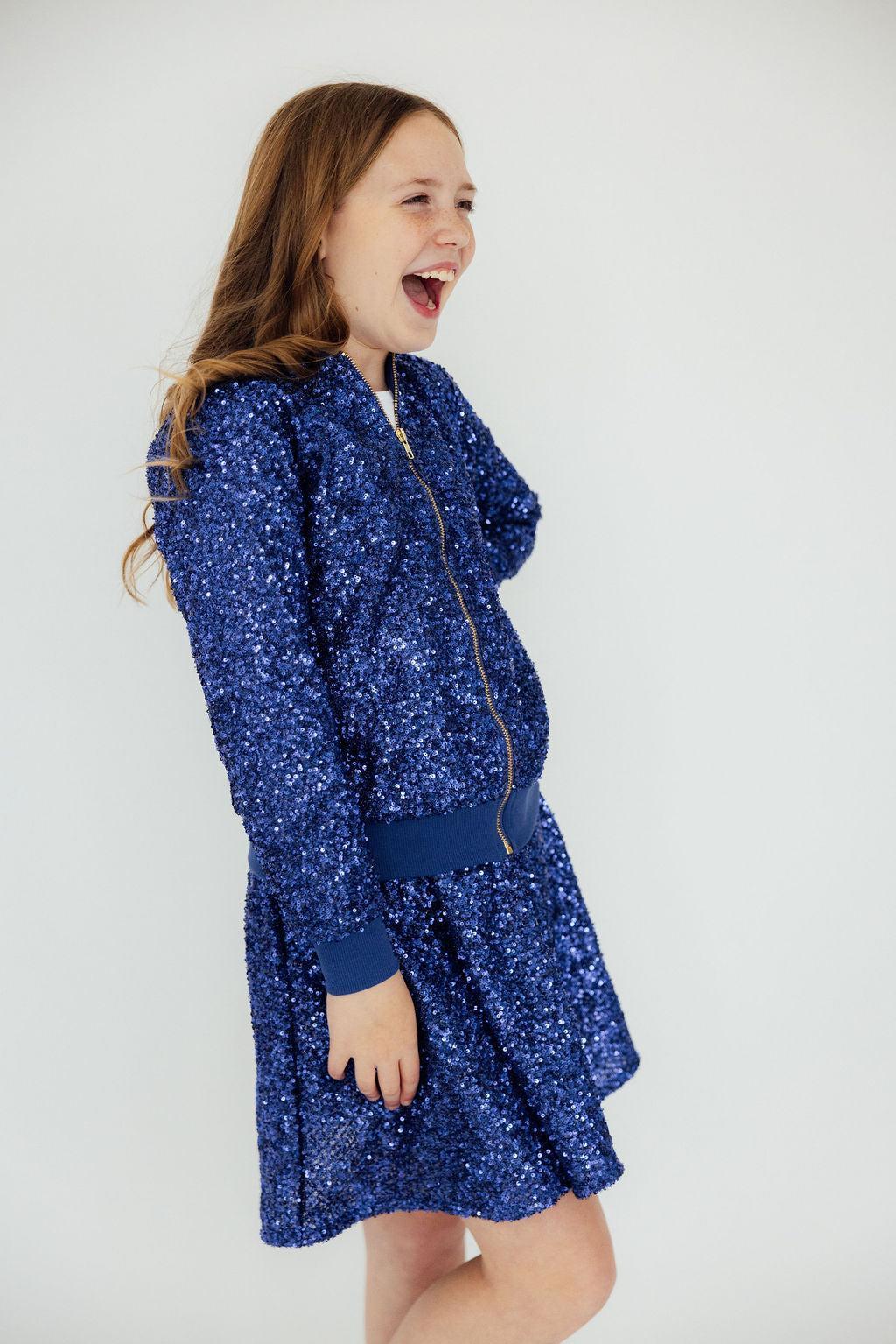 Royal Blue Sequin Jacket – Bellies to Babies Boutique